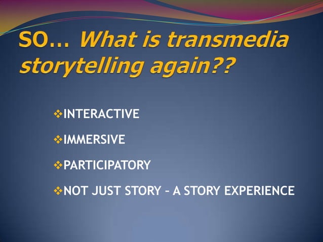 Transmedia storytelling belmont university | PPT