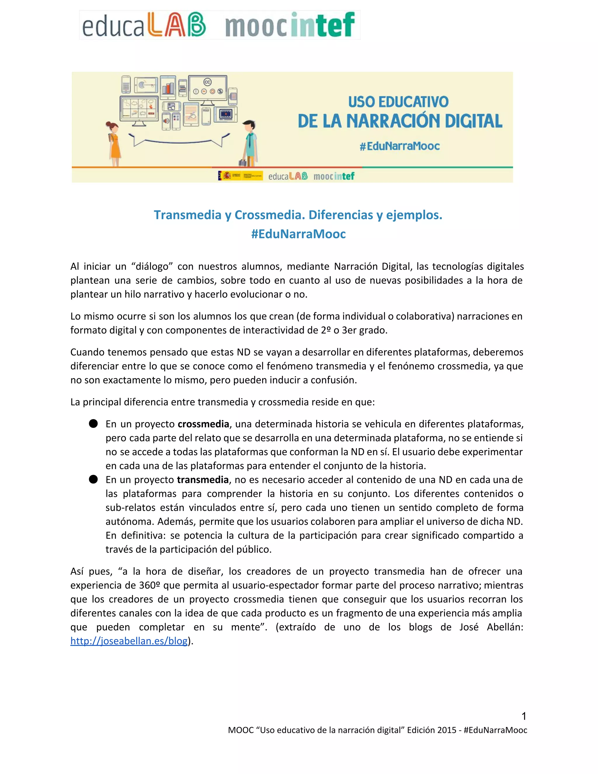 Transmedia y Crossmedia. Diferencias y ejemplos. | PDF