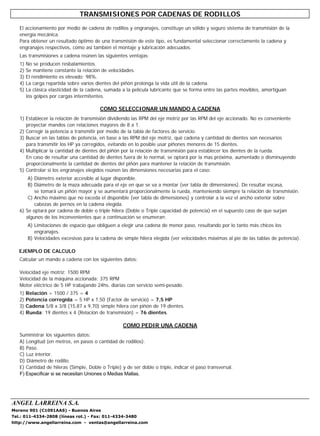 Transmisiones por cadenas de rodillos | PDF