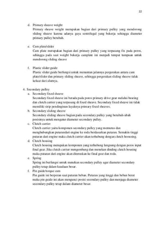 Transmisi Otomatis Sepeda Motor ( CVT ) | PDF