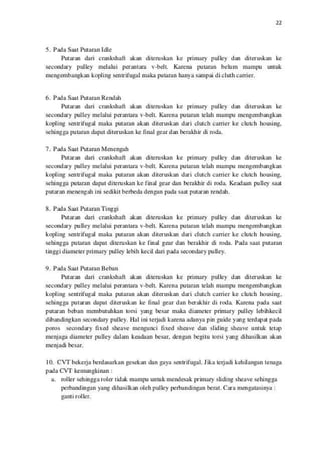 Transmisi Otomatis Sepeda Motor ( CVT ) | PDF