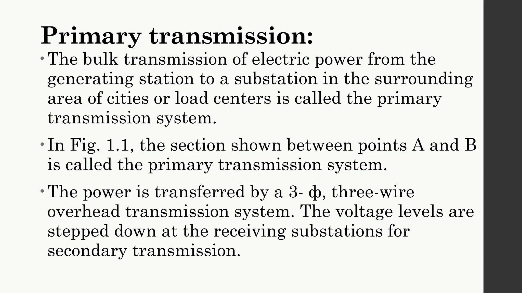 Transmission and distribution Typical outline of an ac transmission and ...
