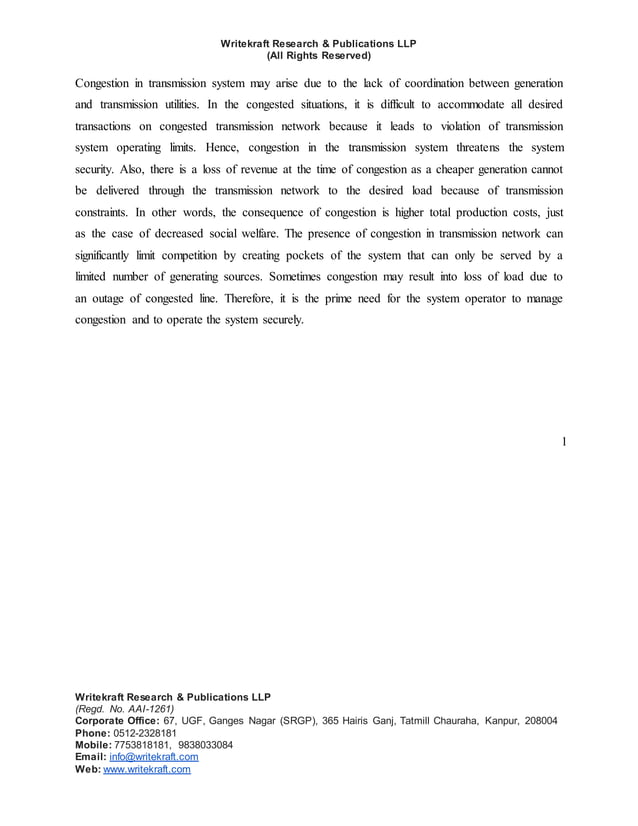 Transmission Congestion Management In Deregulated Power System Operations [] Pdf