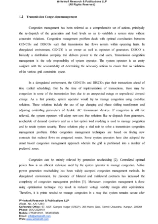 Transmission congestion management in deregulated power system operations [www.writekraft.com] | PDF
