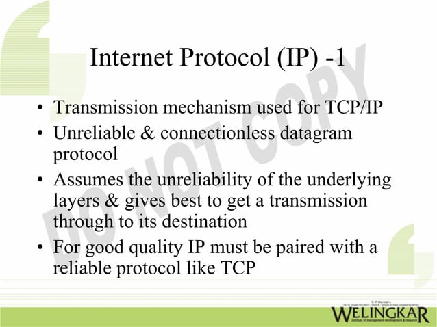 TCP/IP – Transmission Control Protocol/ Internet Protocol | PPT