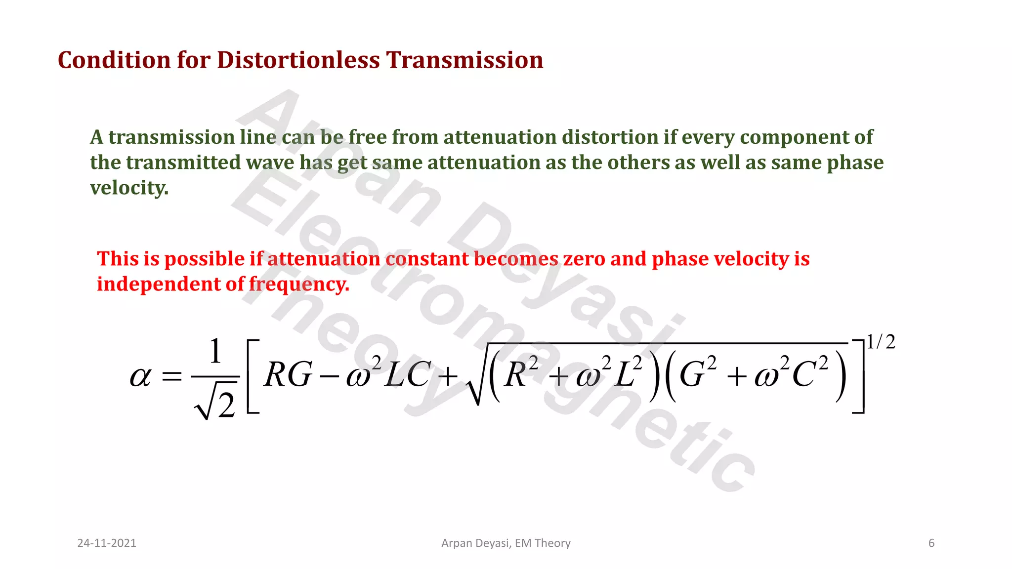 Distortionless Transmission Line | PDF