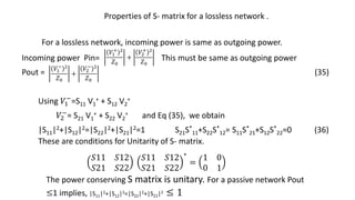 Transmission line reflection coefficient, two port S- matrix examples ...