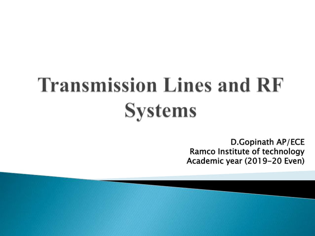 Transmission lines and RF systems | PPTX
