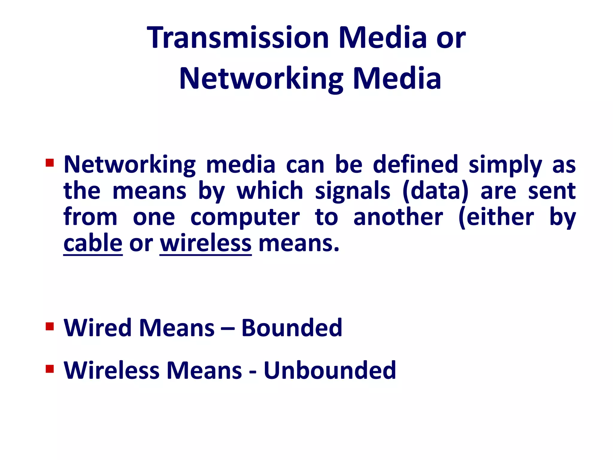 Transmission Media for Networking | PPTX