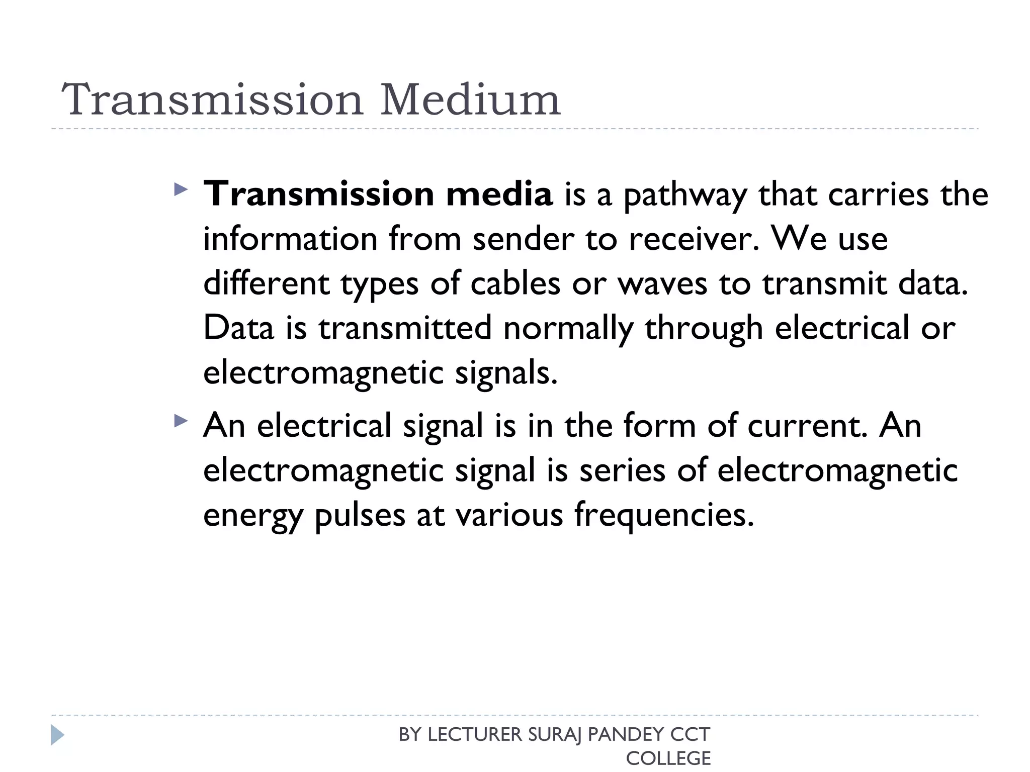 Transmission mediums in computer networks | PPT