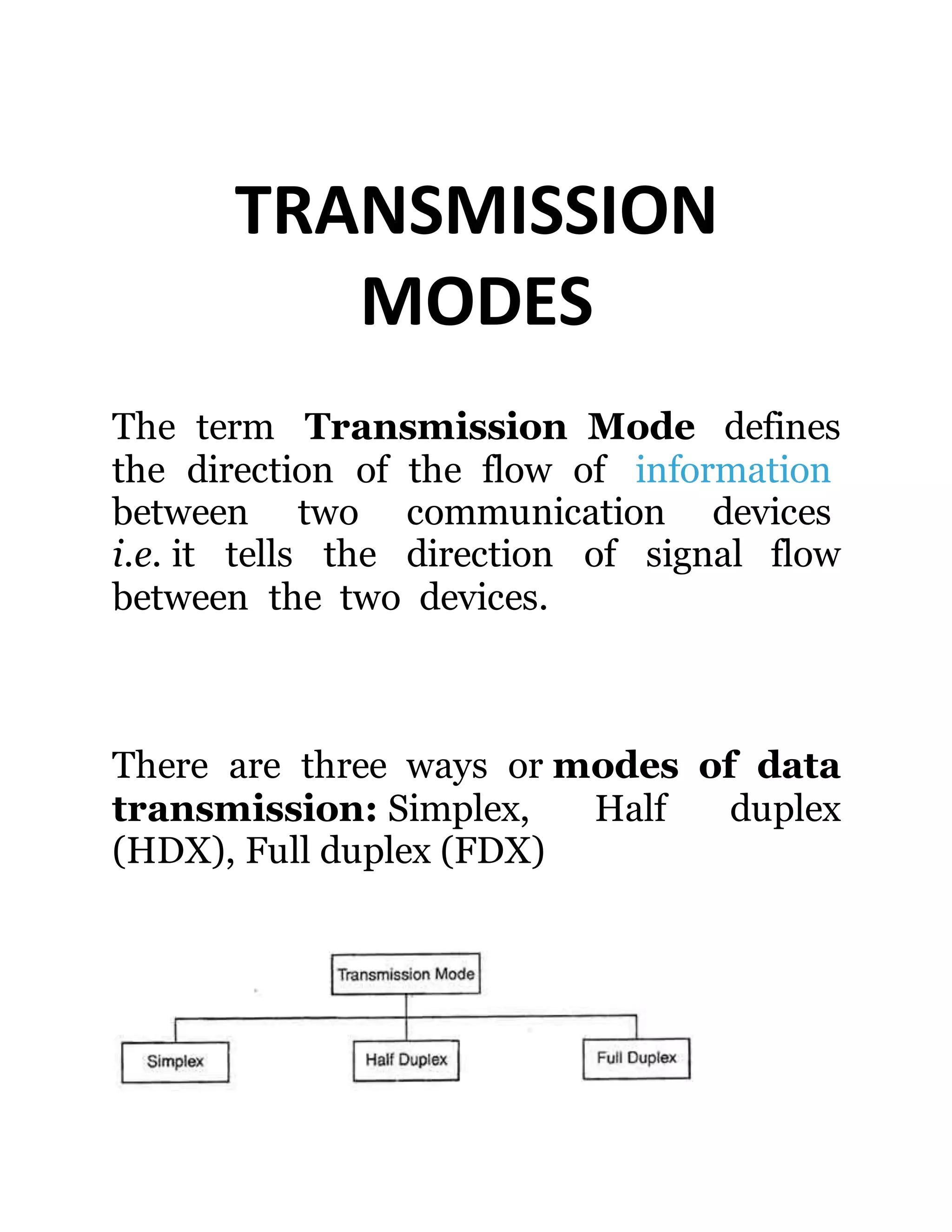 Transmission modes (simplex, duplex & half duplex) | DOCX | Computer ...