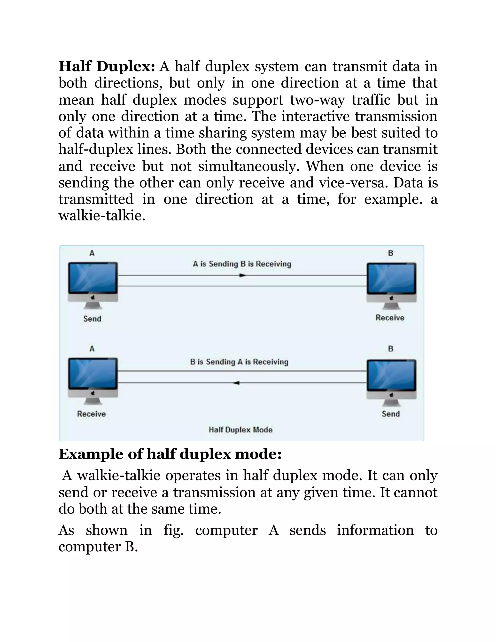 Transmission modes (simplex, duplex & half duplex) | DOCX | Computer ...