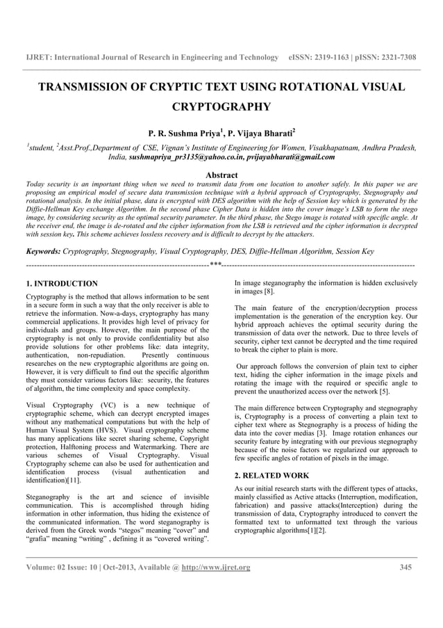 Transmission of cryptic text using rotational visual | PDF