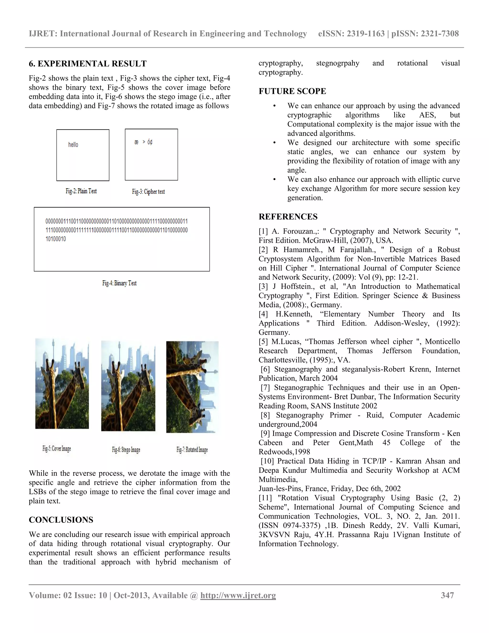Transmission of cryptic text using rotational visual cryptography | PDF