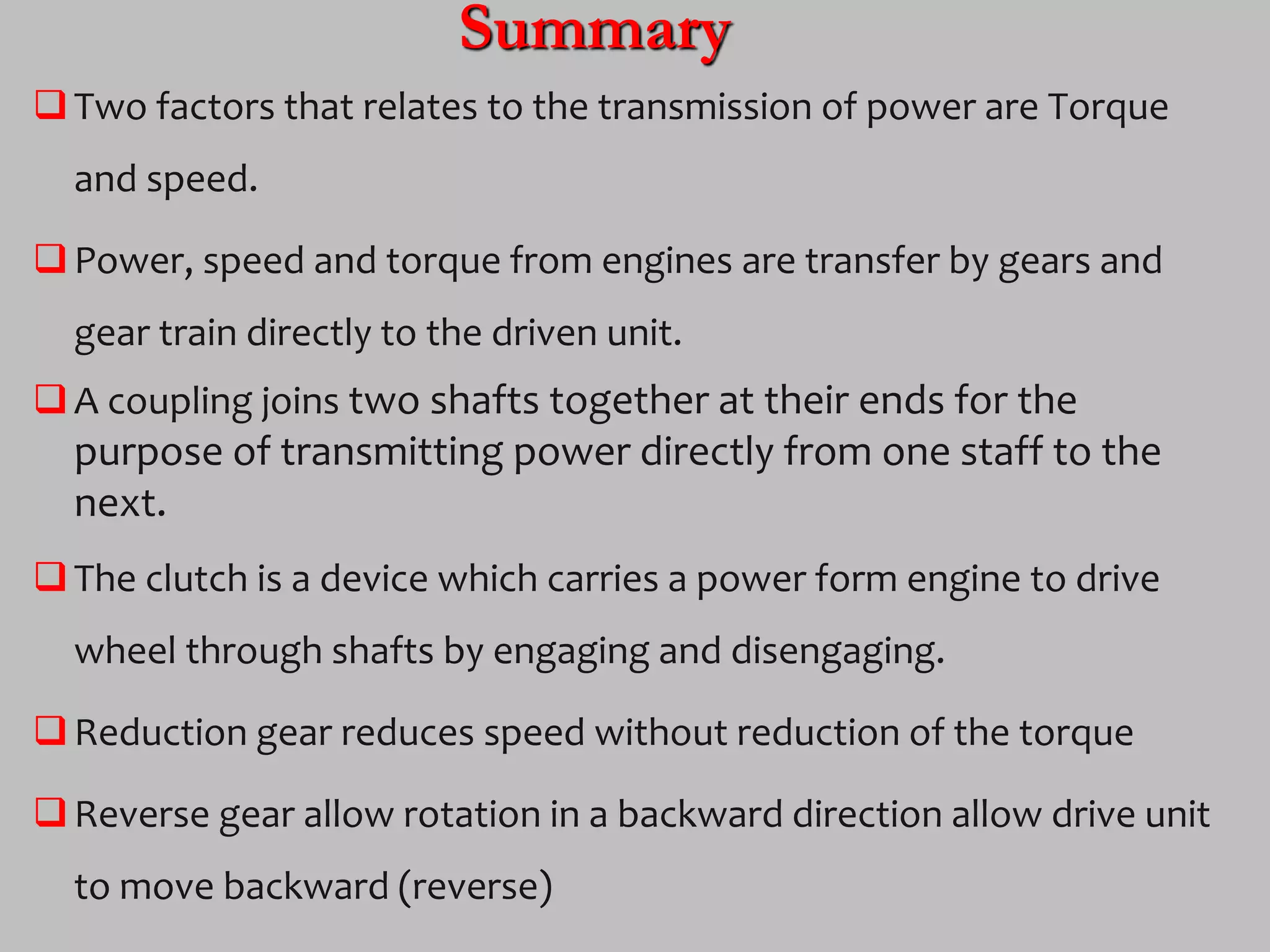 Transmission of engine power | PPTX