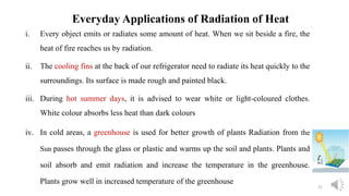 Transmission of heat. Conduction, Convection, Radiation, Applications ...