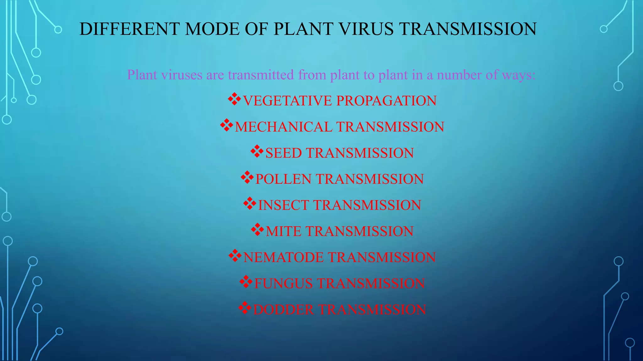 Transmission of plant viruses | PPTX