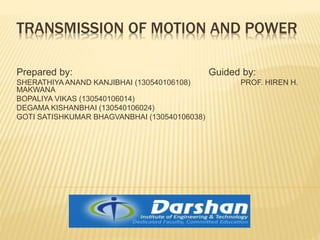 Transmission of Power Transmission of Power. Flat belt Drives: Types of ...