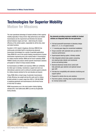 Renk Transmissions for Military Tracked Vehicles | PDF