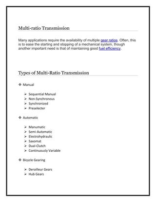 Transmission system | PDF | Auto Technology | Automotive