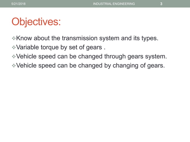Transmission system of automobile | PPTX | Auto Technology | Automotive
