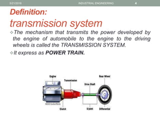 Transmission system of automobile | PPTX