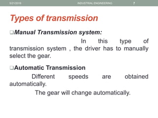 Transmission system of automobile | PPTX