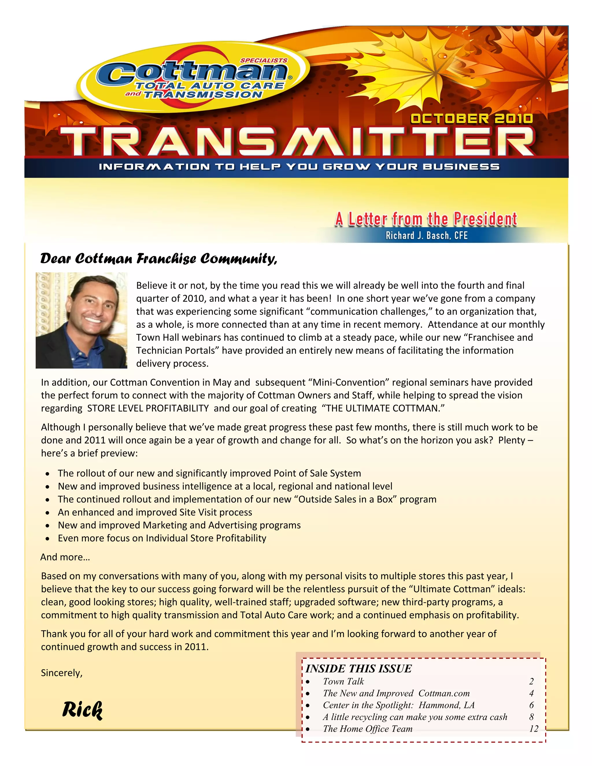 Cottman Internal Newsletter Sample Q3 2010 | PDF