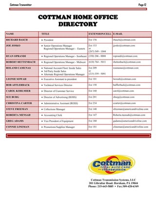 Cottman Internal Newsletter Sample Q3 2010 | PDF