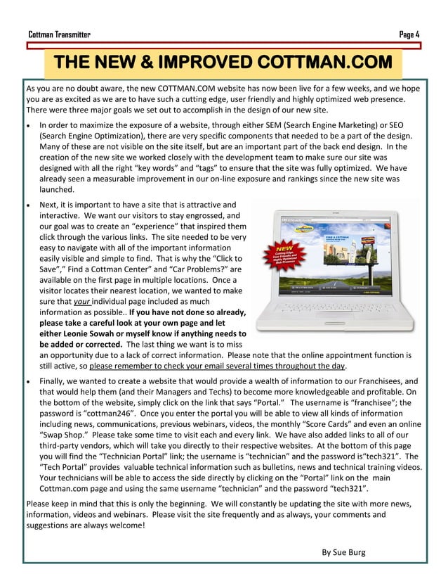 Cottman Internal Newsletter Sample Q3 2010 | PDF