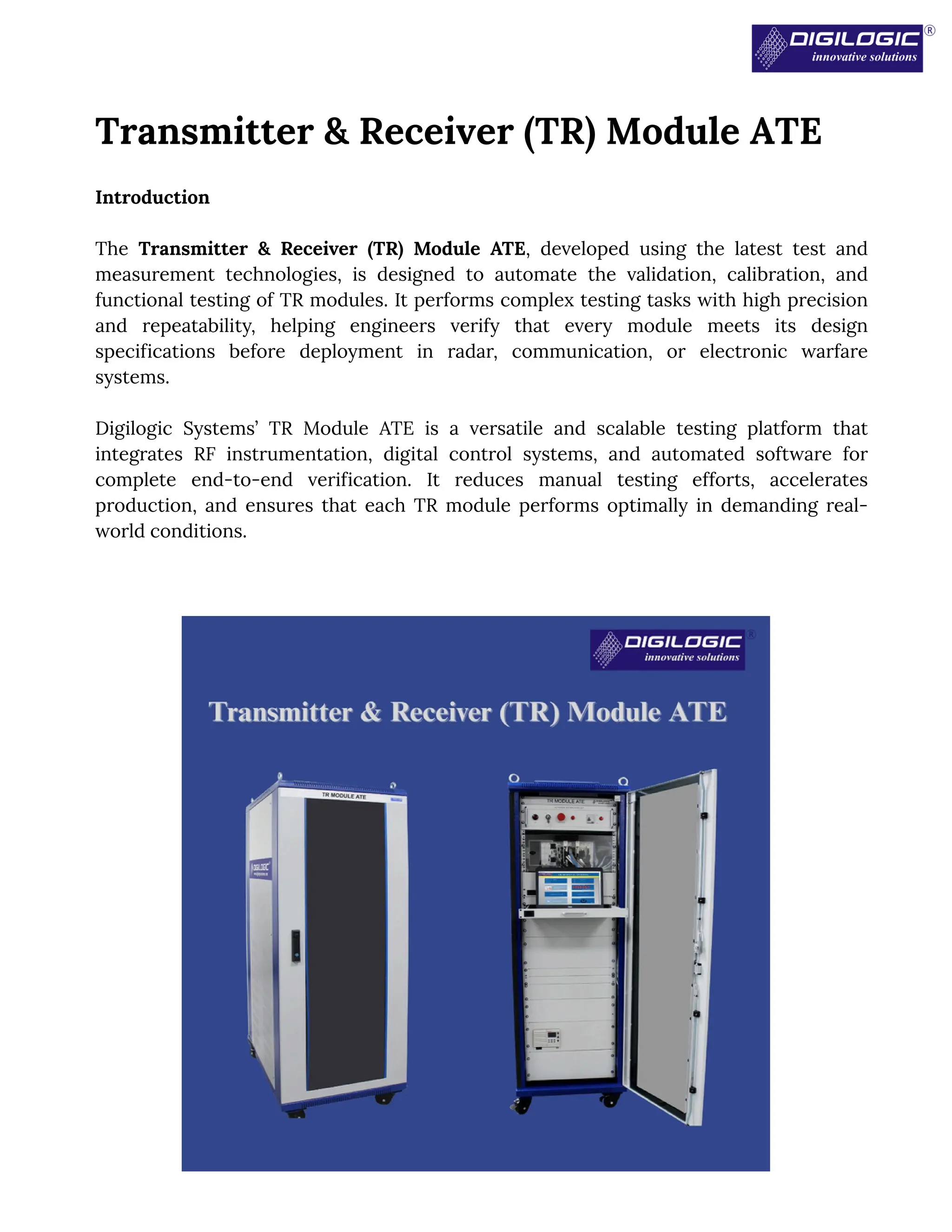 Transmitter & Receiver (TR) Module ATE From Digilogic Systems | PDF