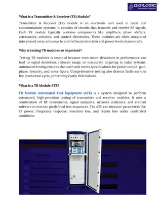 Transmitter & Receiver (TR) Module ATE From Digilogic Systems | PDF