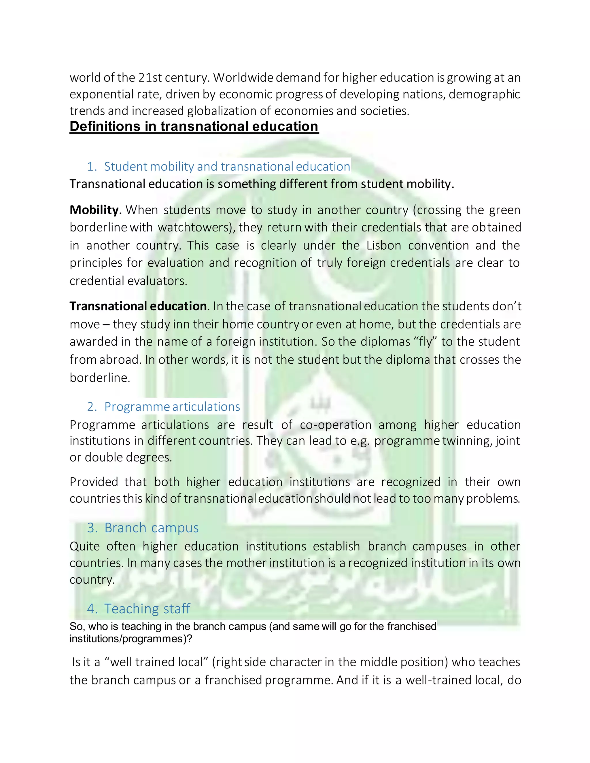 Transnational Education | PDF