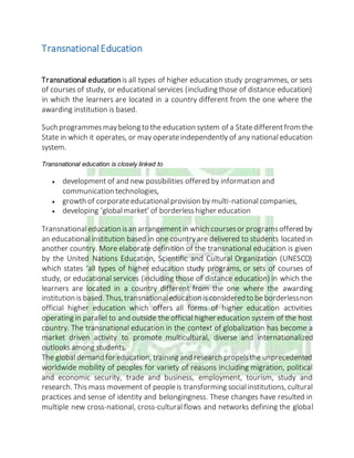 Transnational Education | PDF