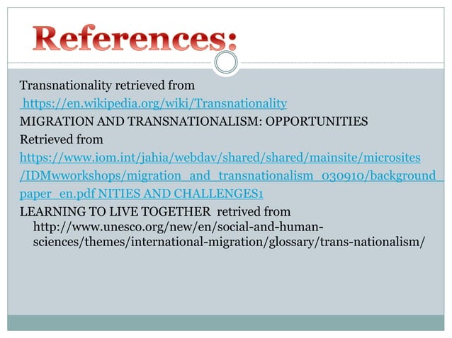 Transnationality and transnationalism | PPTX
