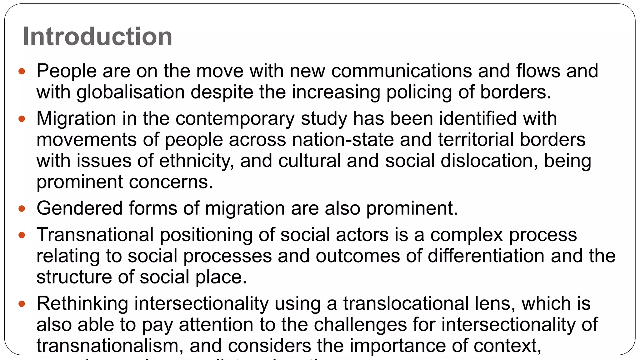 Transnational mobilities and intersectionality | PPTX