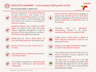 Transnet Annual Results Presentation March 2016 | PDF