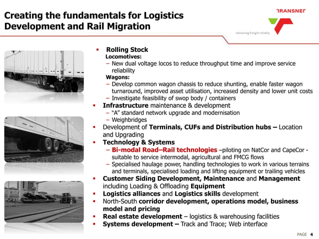 Transnet freight rail corridor development programme and road to rail ...