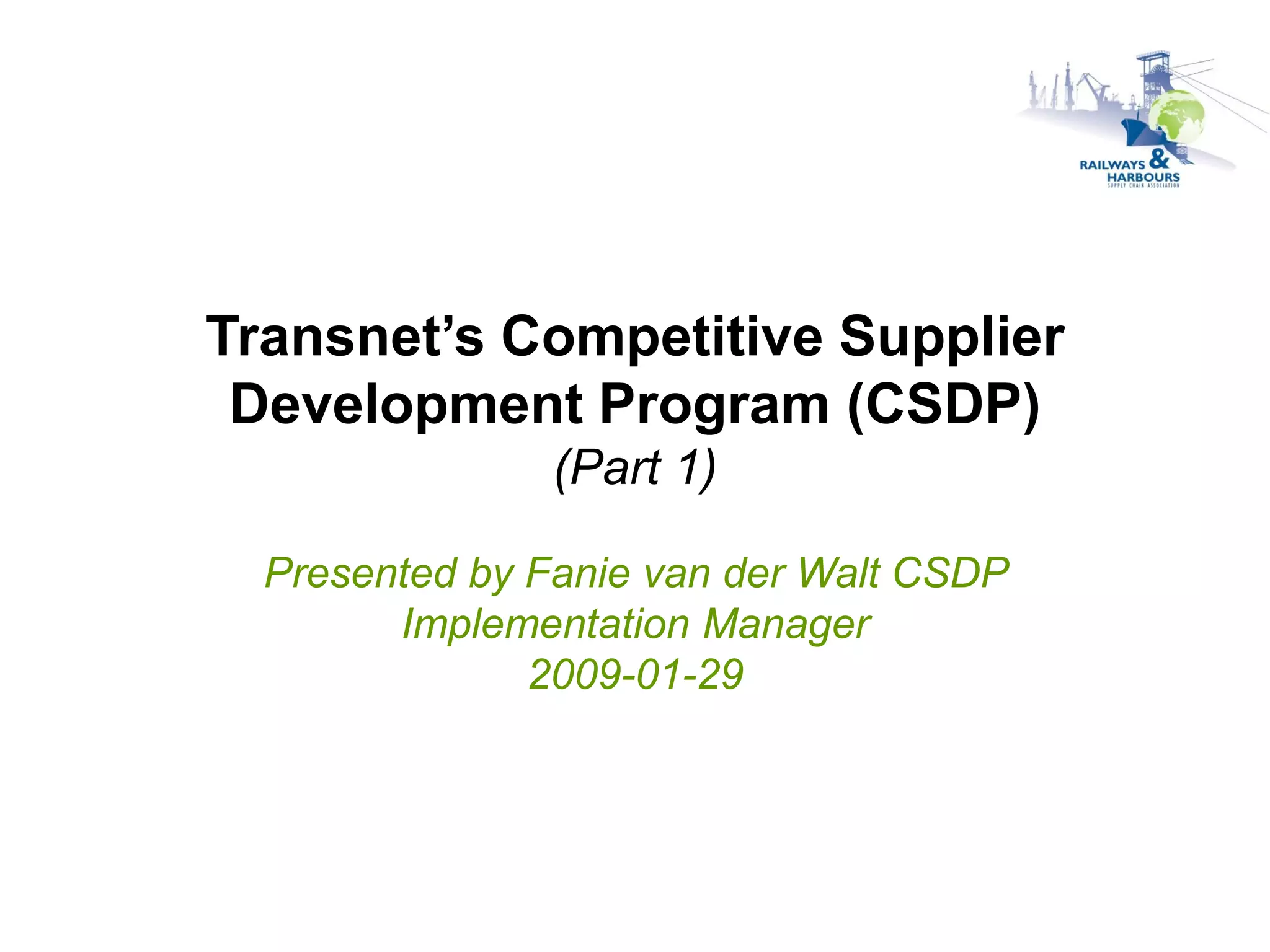 Transnet’S Competitive Supplier Development Program (Csdp) | PDF