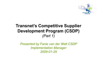 Transnet’S Competitive Supplier Development Program (Csdp) | PDF