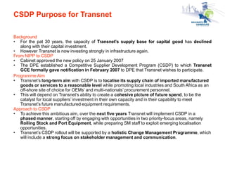 Transnet’S Competitive Supplier Development Program (Csdp) | PDF