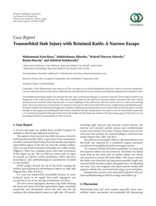 Transorbital stab injury with retained knife. A narrow escape | PDF