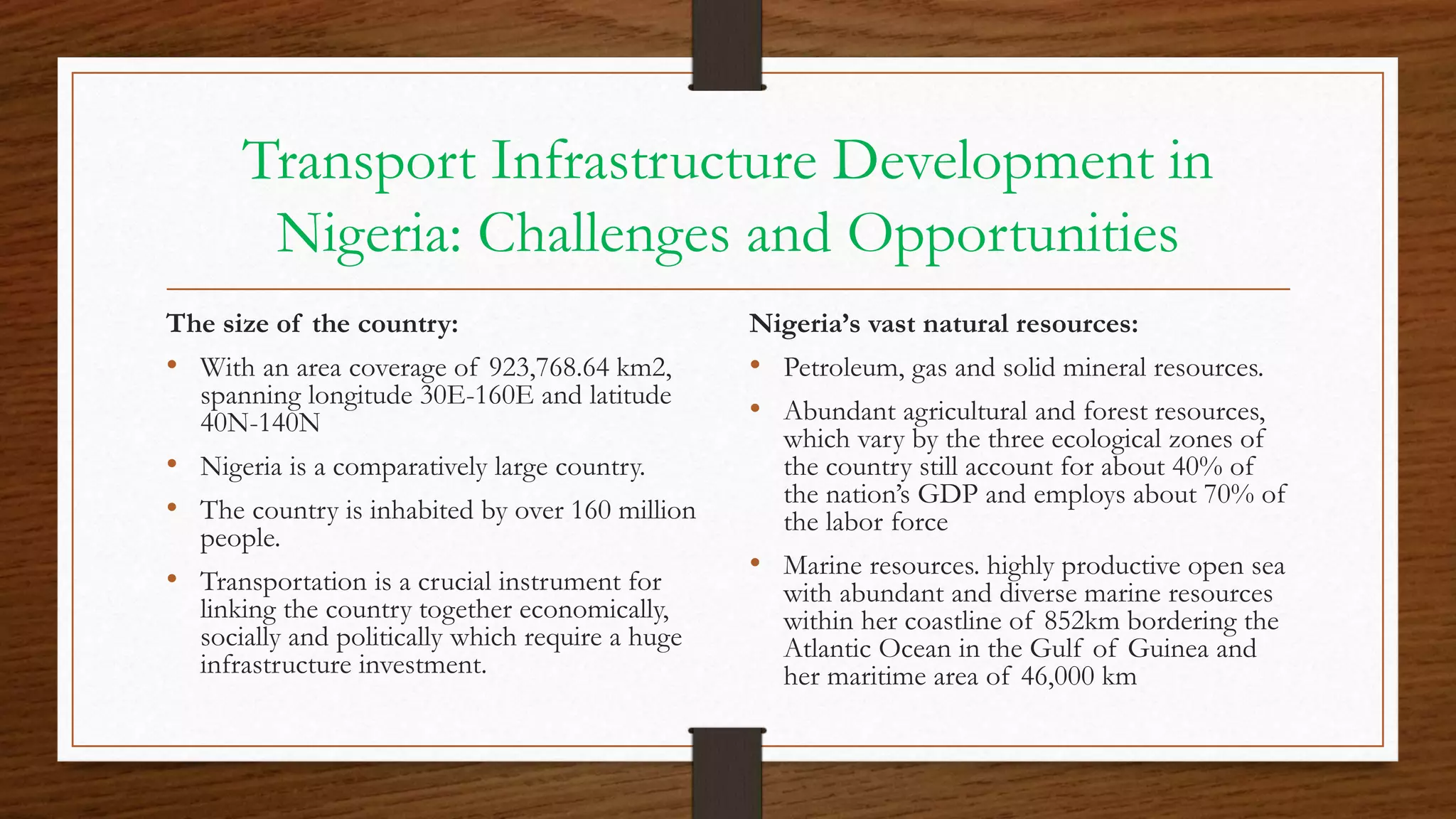 transport system as a Backbone for the Actualization of National ...