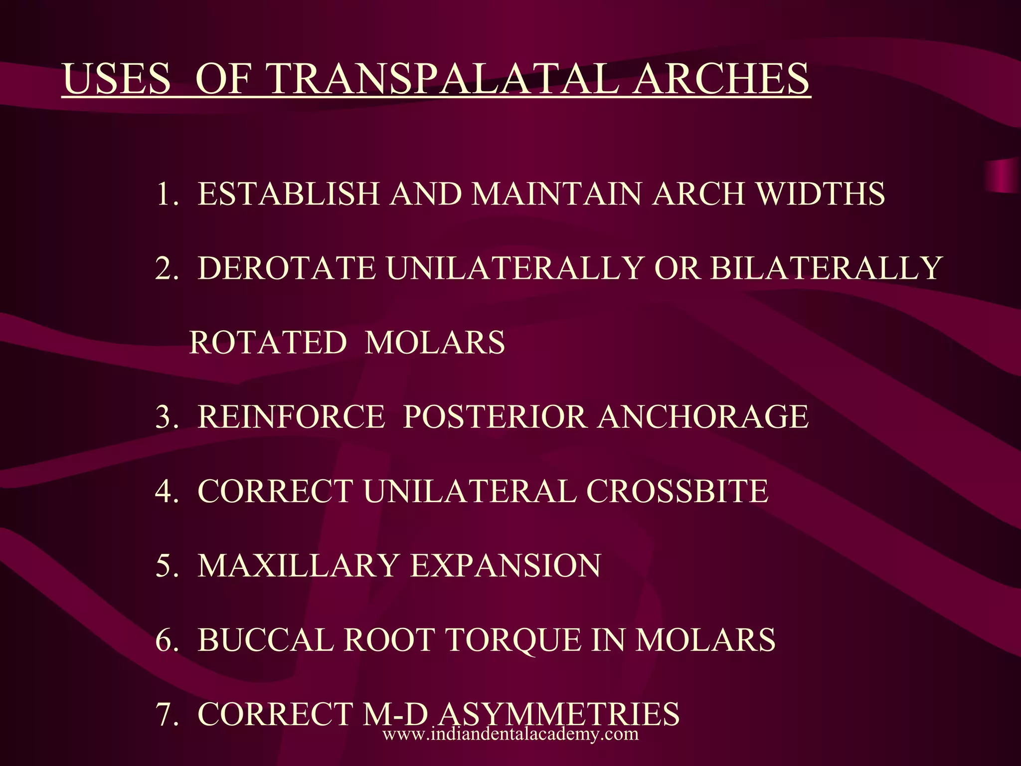 Transpalatal arch for molar rotation | PPT
