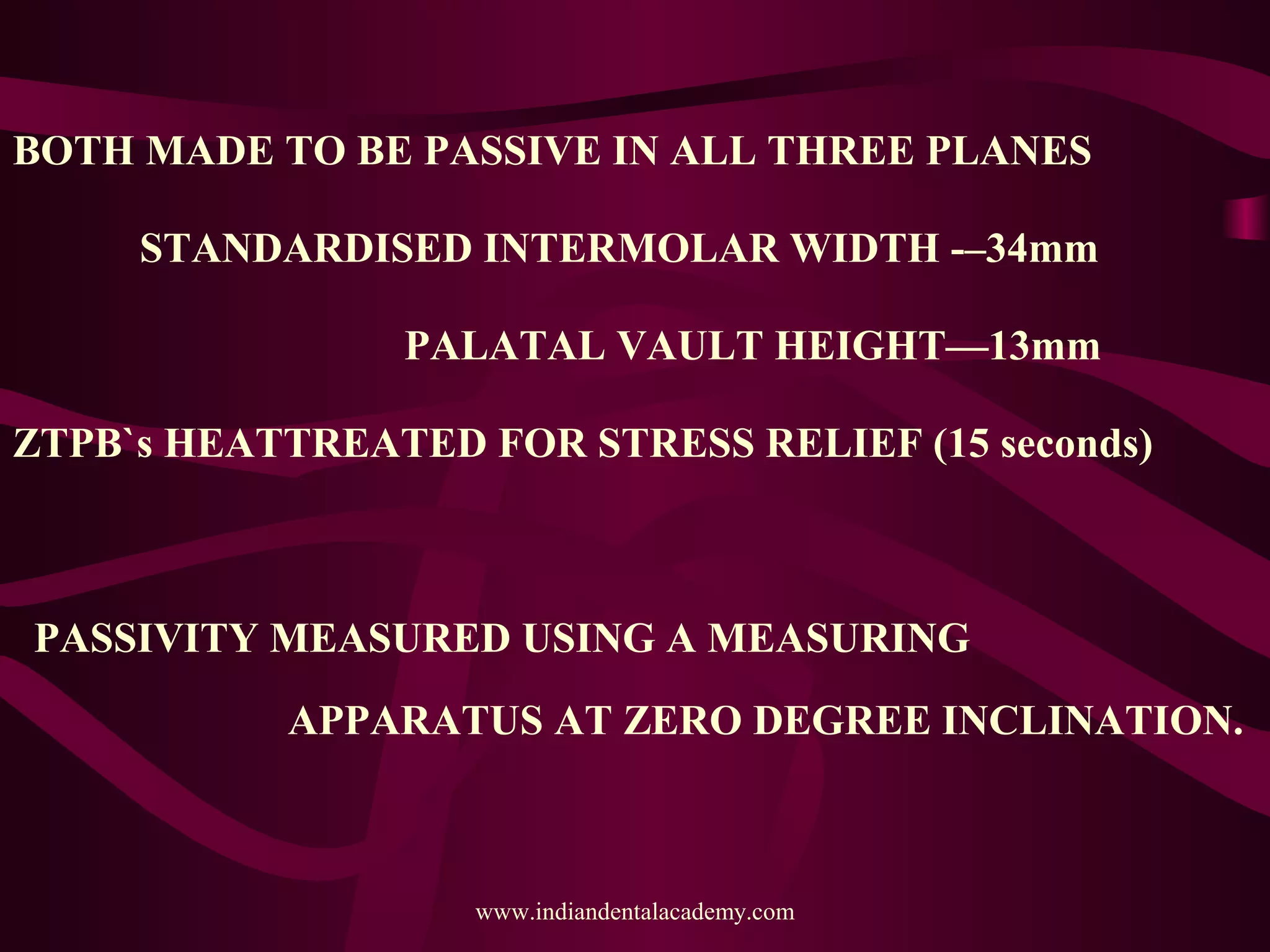 Transpalatal arch for molar rotation | PPT