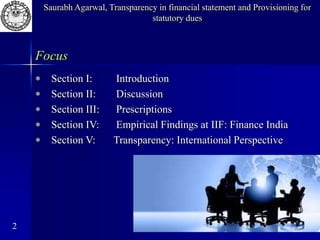 Transparency in Financial Statements & Provisioning for Statutory Dues ...