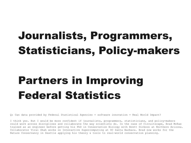 Federal Statistical System, Transparency Camp West | PPT