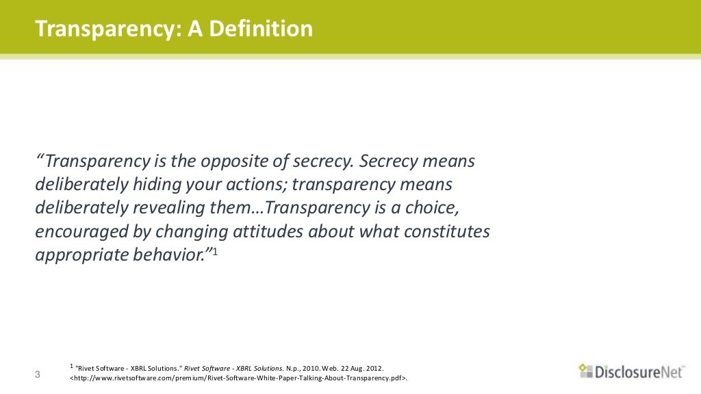 Corporate Disclosure: The Changing Meaning of Transparency