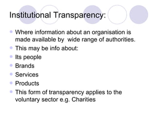 Transparency – provides a framework of good practice | PPT