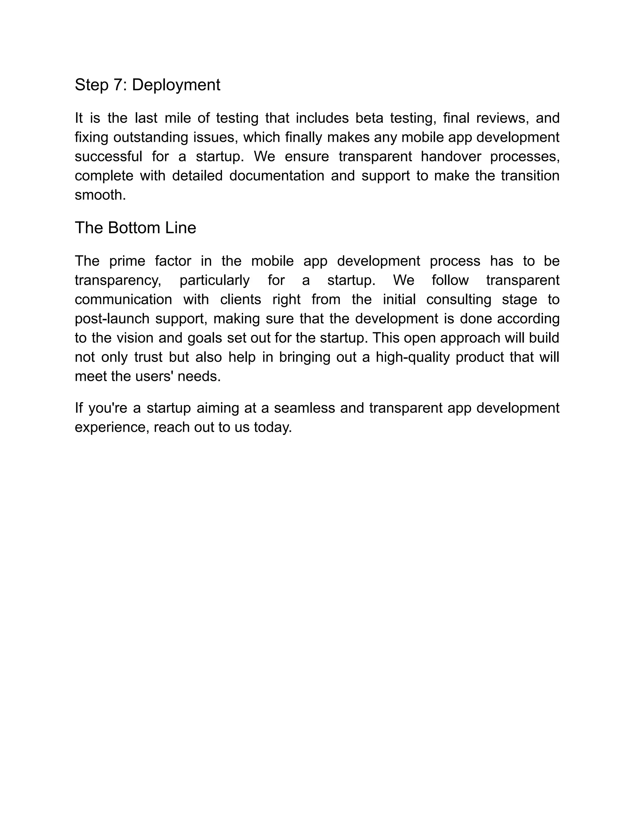 Transparent Approach to Flutter App Development for Startups | PDF